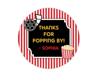 Personalized Popcorn Birthday Stickers Popcorn Favors First - Etsy