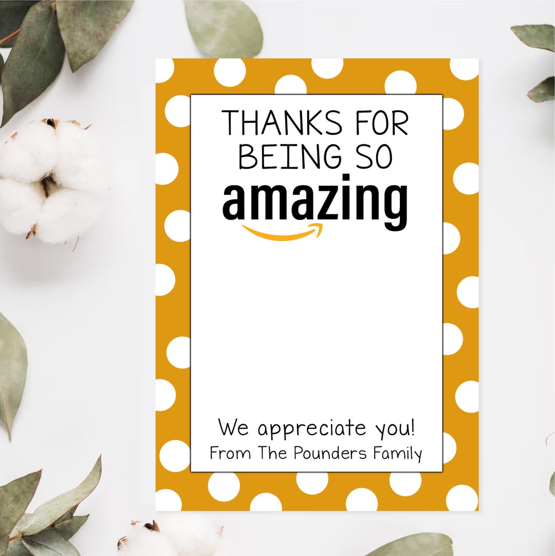 PRINTED Amazon Gift Card Holder, Thanks for Being so Amazing, Teacher ...