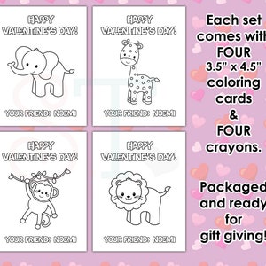 Valentine Coloring Card Kit, Valentine Coloring Card Set, Personalized ...