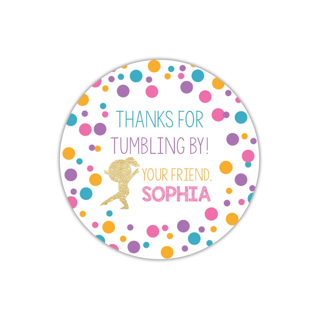Gymnastics Thank You Labels, Gymnastics Party Stickers, Gymnastics ...