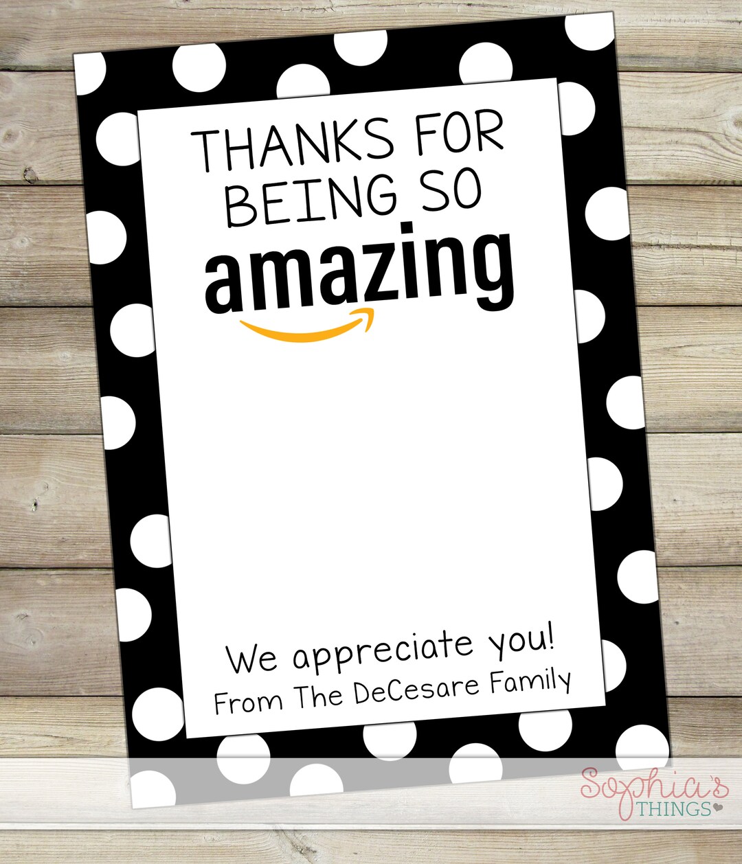 PRINTED Amazon Gift Card Holder Thanks for Being so Amazing - Etsy