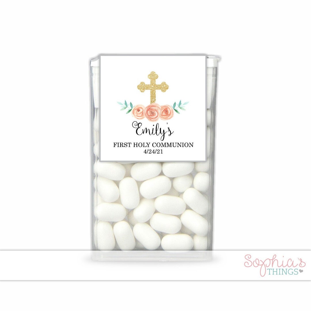 First Holy Communion Mint Box Labels, Baptism Party Favor Thank You ...