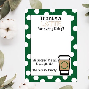 PRINTED Starbucks Gift Card Holder Thanks A Latte We Just - Etsy
