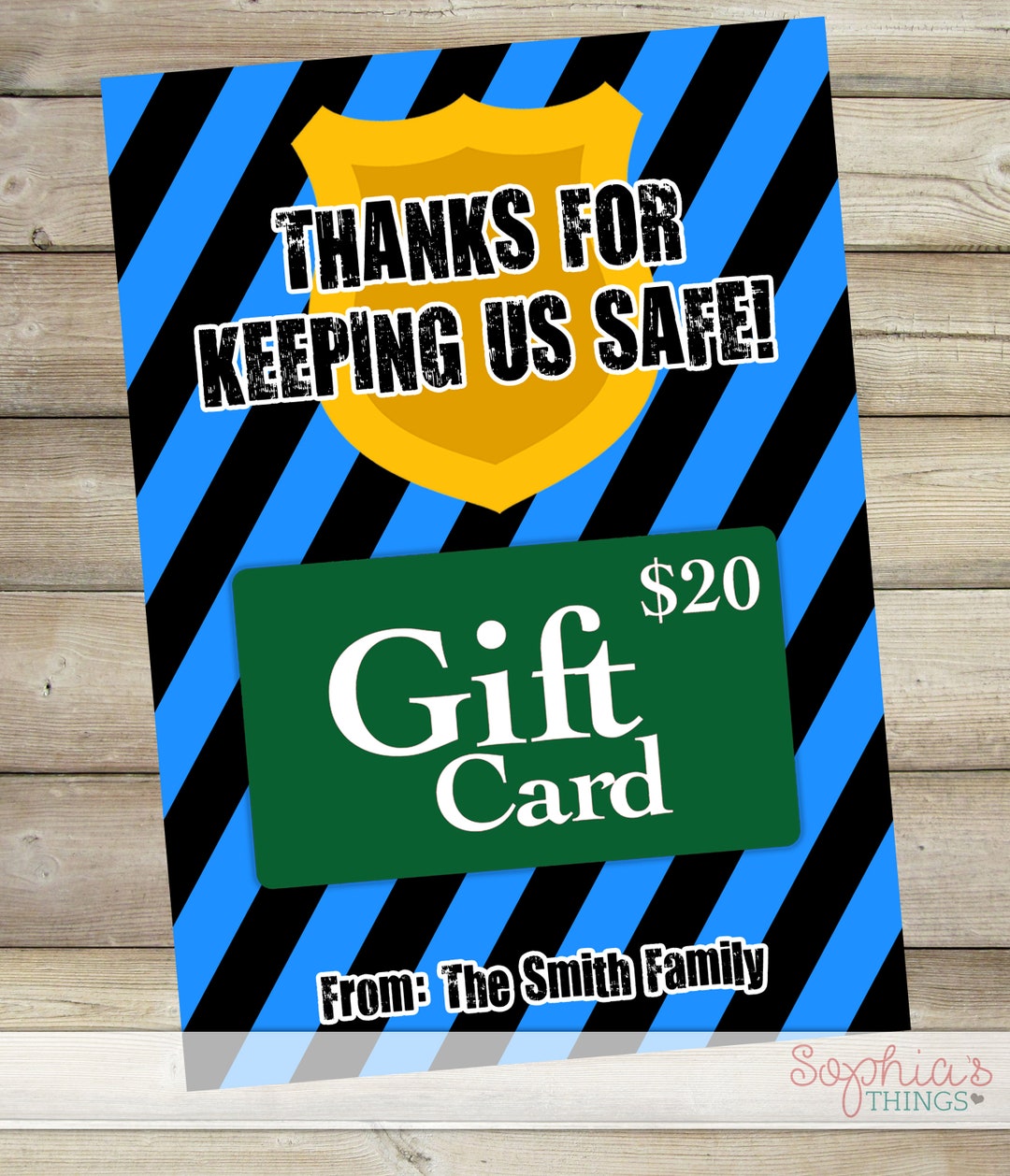 PRINTED Police Officer Gift Card Holder Security Guard Gift - Etsy