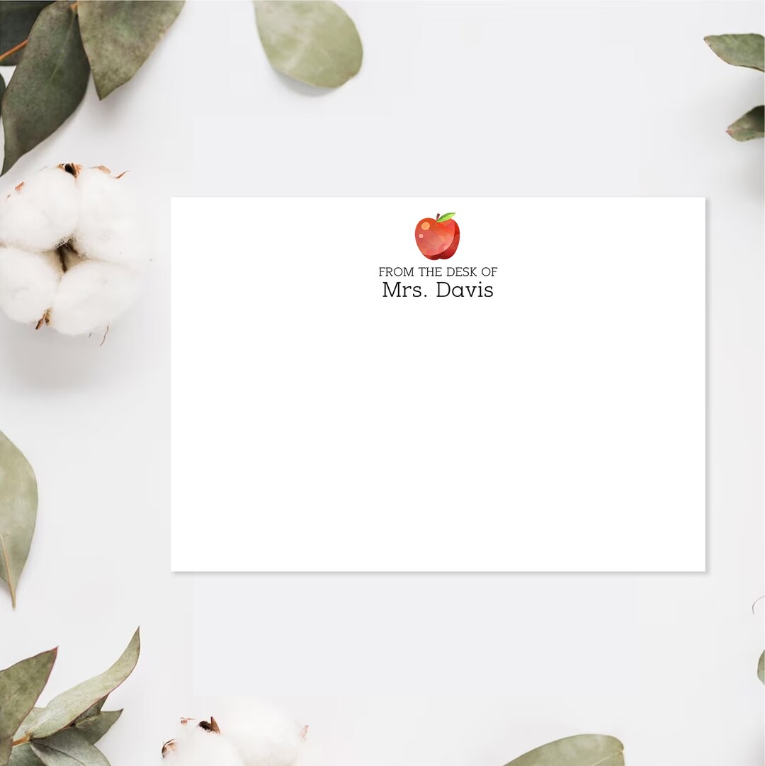 Teacher Personalized Stationery Set, Teacher Note Card Set, Stationery ...