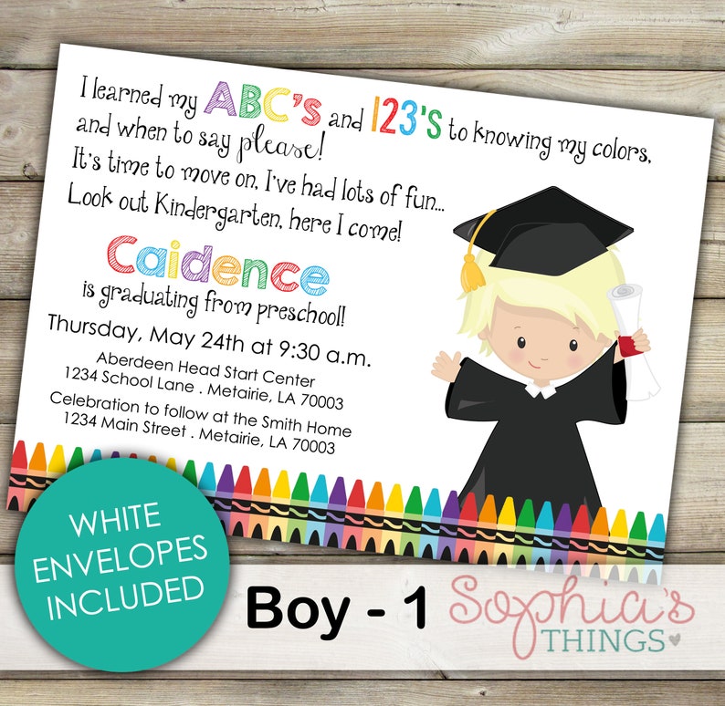 Boys Preschool Graduation Invitation Pre-school Graduation - Etsy