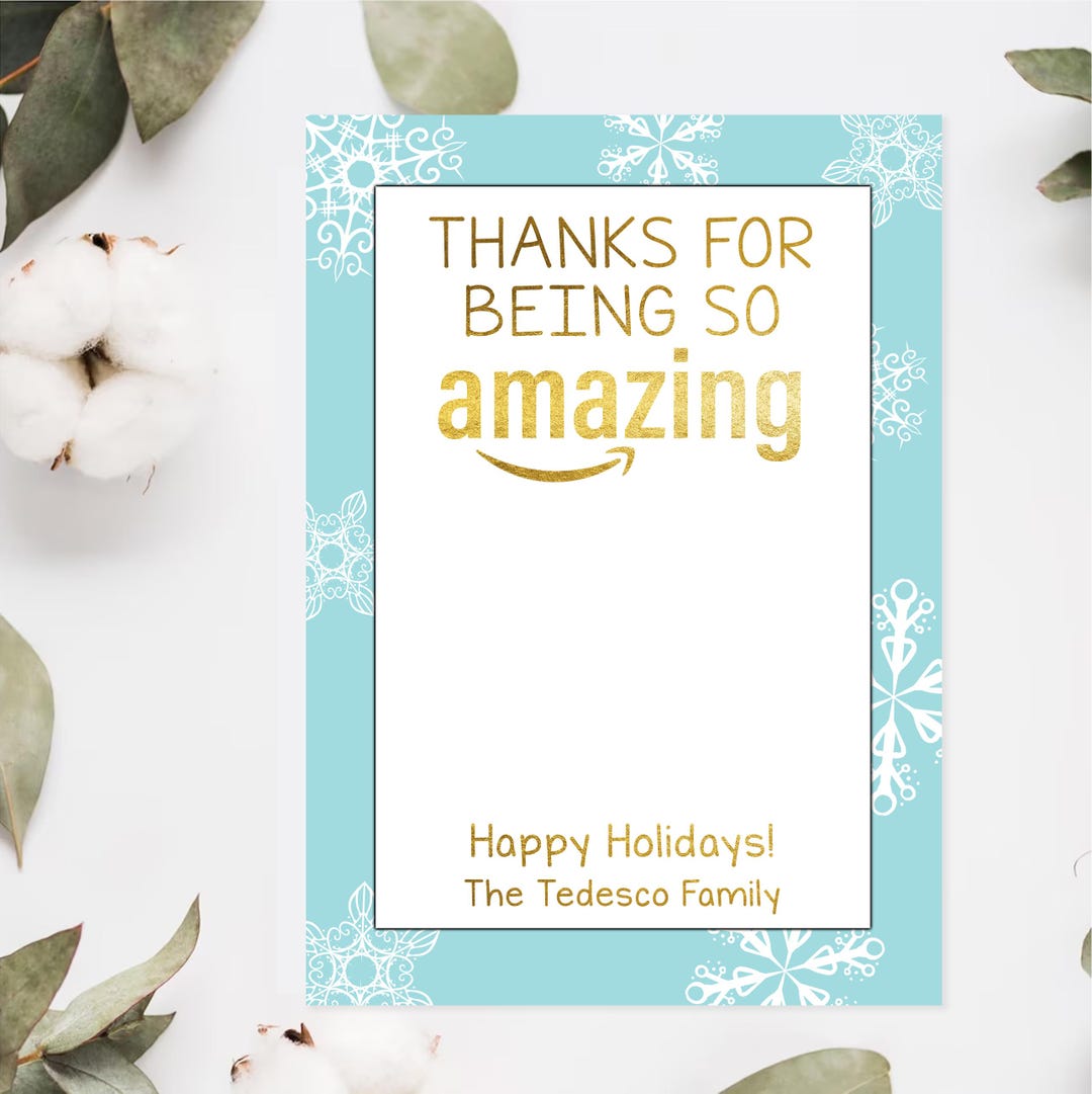 PRINTED Amazon Holiday Gift Card Holder, Thanks for Being so Amazing ...
