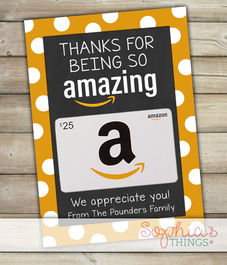 PRINTED Amazon Gift Card Holder Thanks for Being so Amazing - Etsy