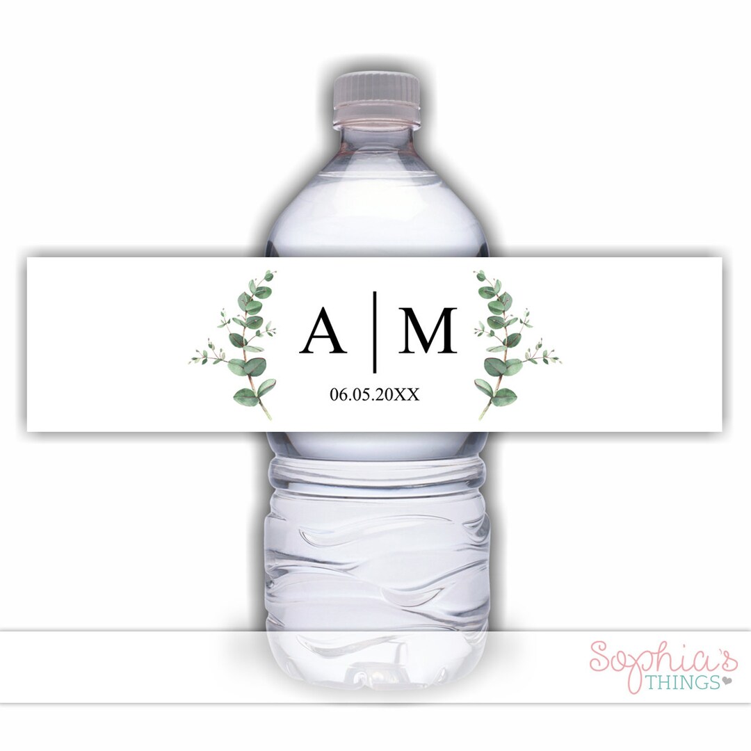 Personalized Wedding Water Bottle Labels: Eucalyptus Greenery Design - Etsy