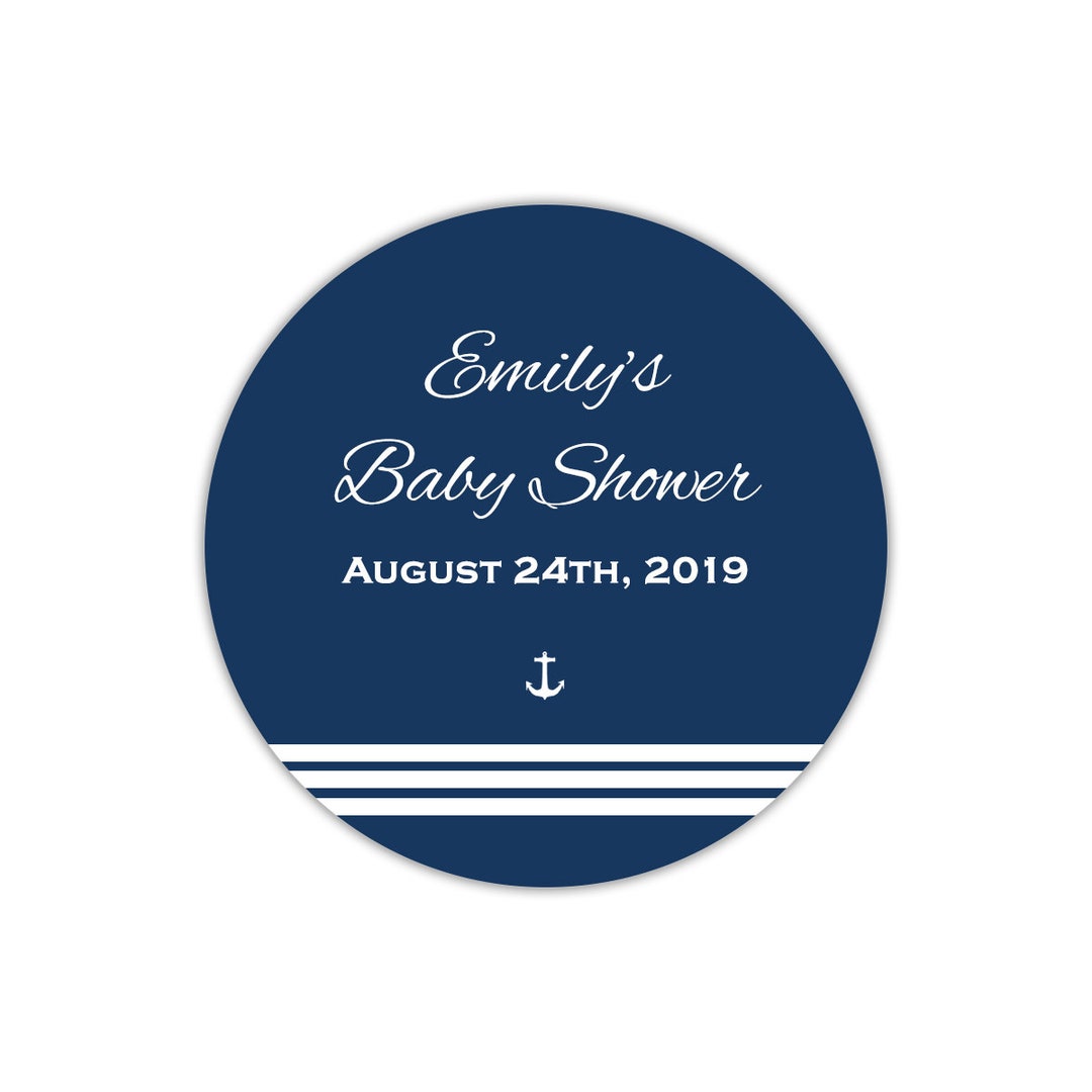 Nautical Baby Shower Stickers, Navy and White Stripe Nautical Labels ...