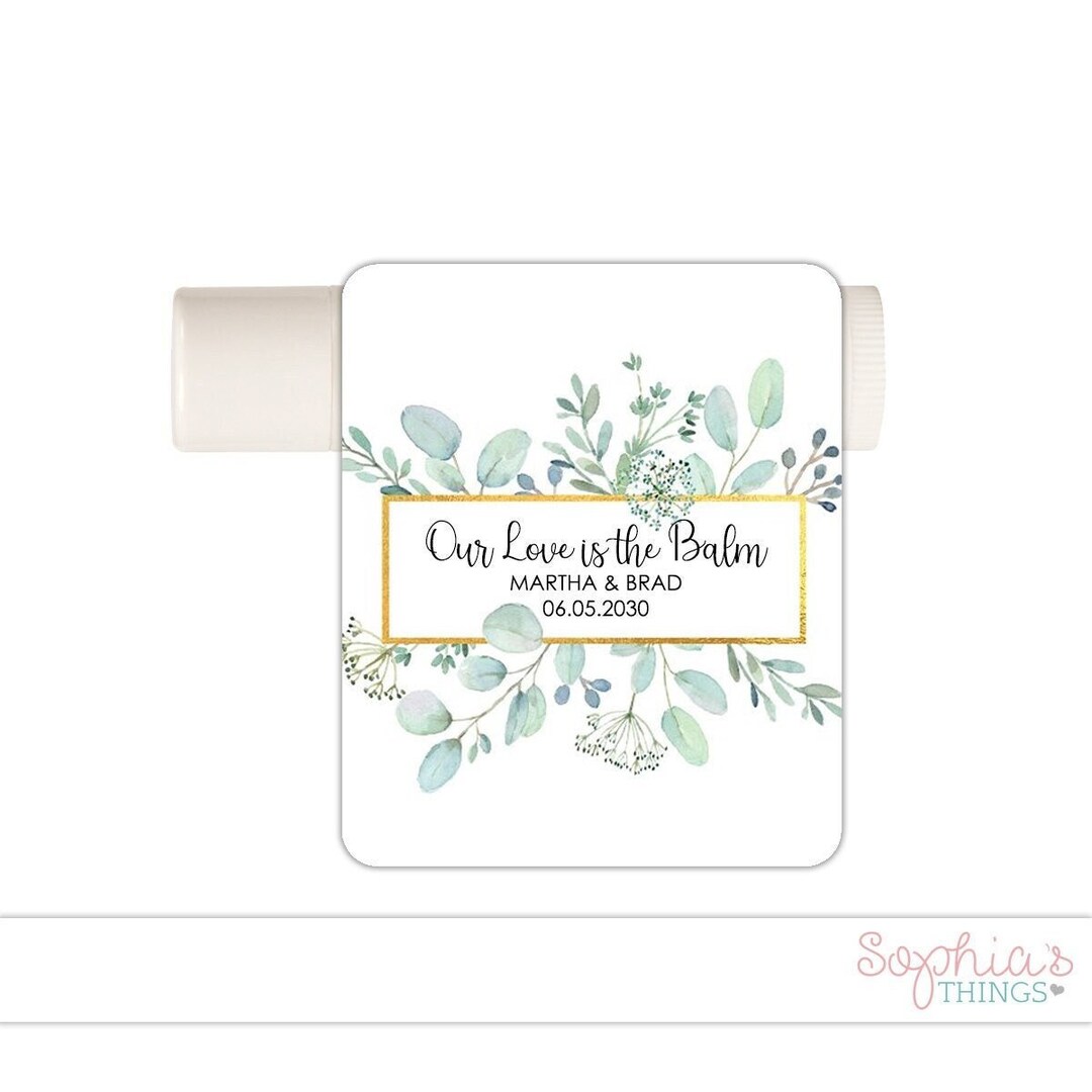 Printed Lip Balm Labels, Printed Wedding Favor Stickers, Bridal Shower ...