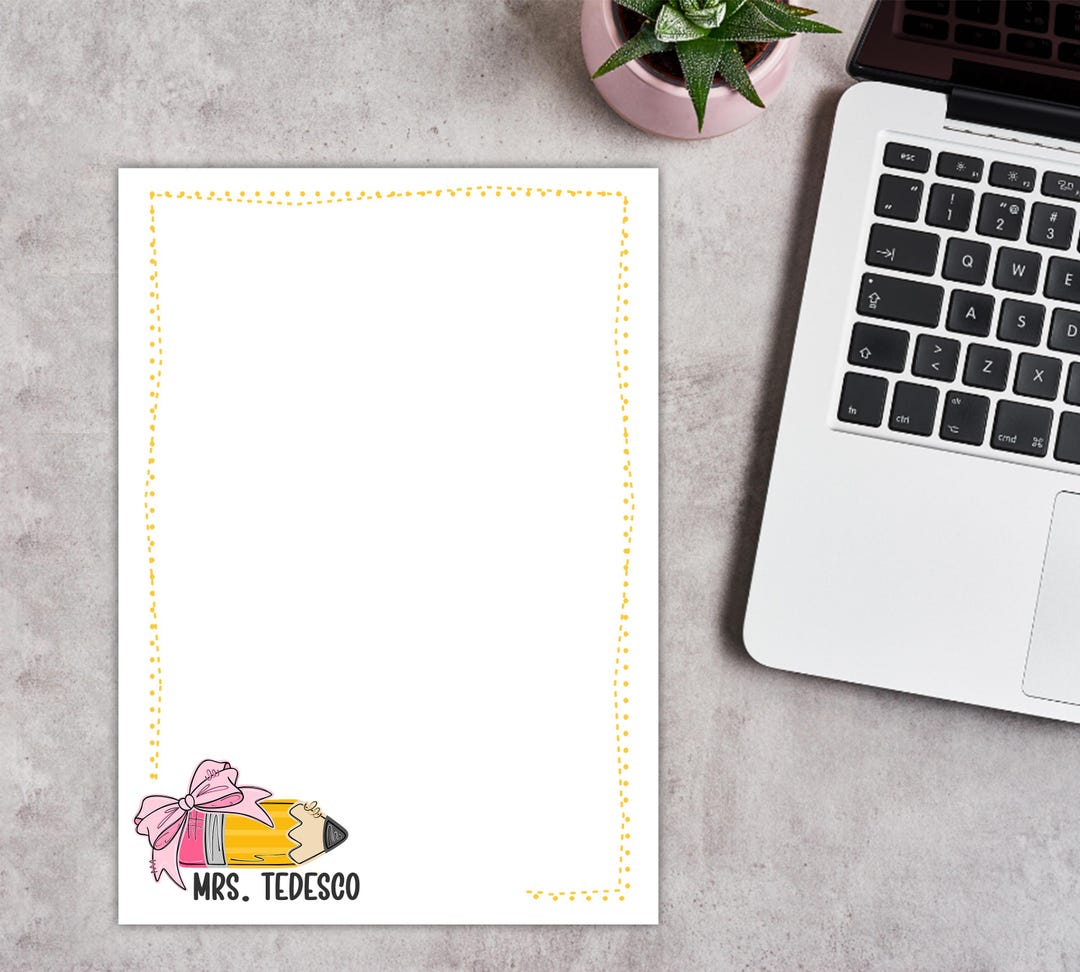 Personalized Preppy Pencil Notepad: Teacher Appreciation Gift - Etsy
