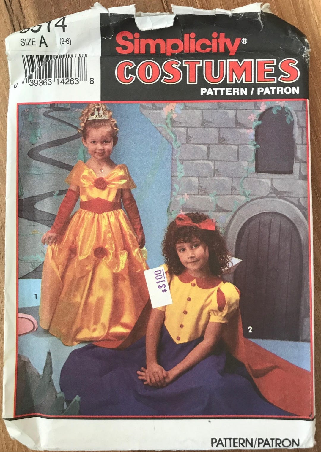 UNCUT Kid's, Girl's Snow White and Belle Pattern Simplicity 8514 Size 2 ...