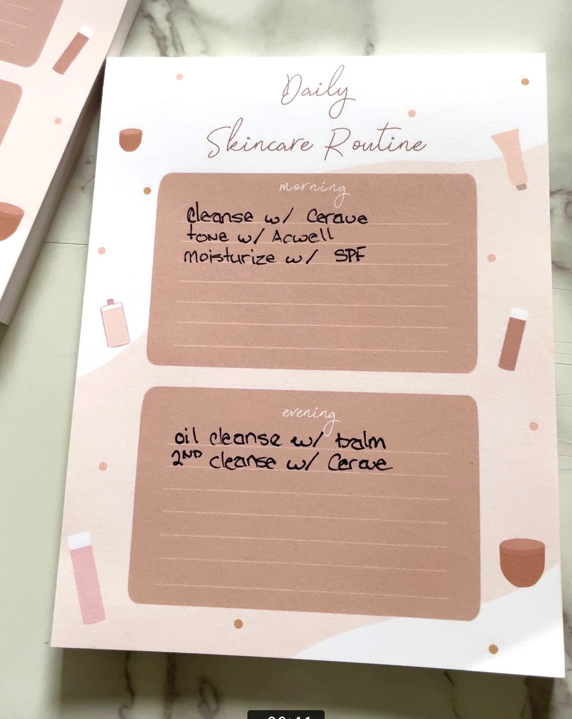 Notepad for Skincare Tracking Daily Skincare Routine Notepad | Etsy