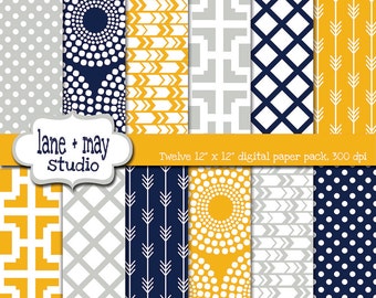 Gray Blue Yellow | Etsy