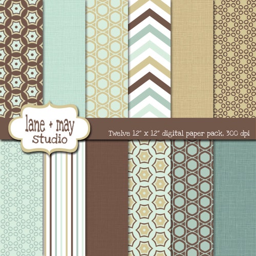 Digital Scrapbook Papers Pink and Mint Green Patterns - Etsy