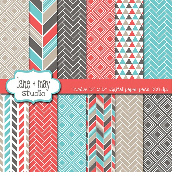 Gray Orange Aqua - Etsy