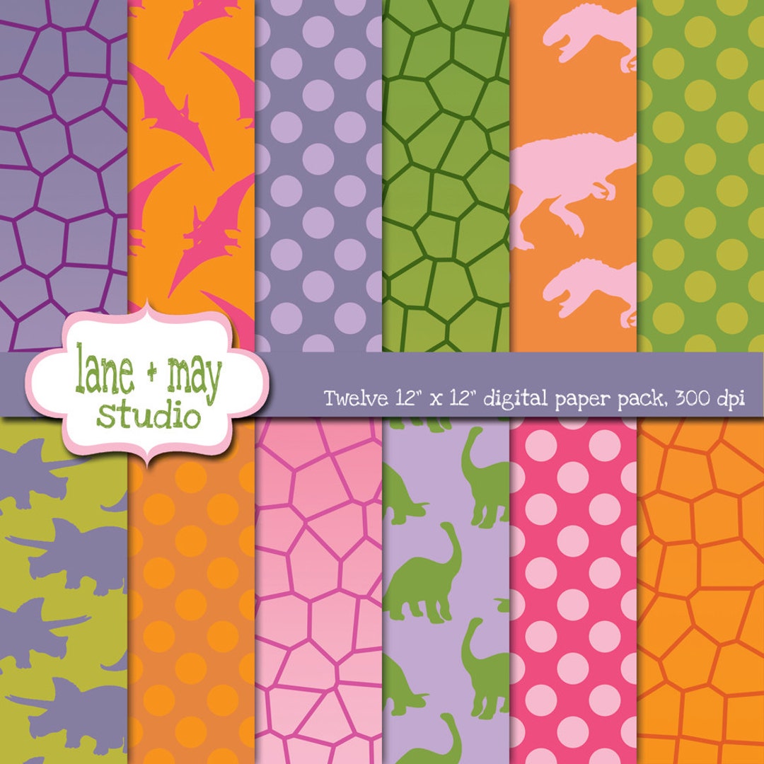 Digital Scrapbook Papers - Pink, Purple, Orange and Green Girly ...