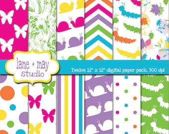 Digital Scrapbook Papers Rainbow Party Patterns INSTANT | Etsy