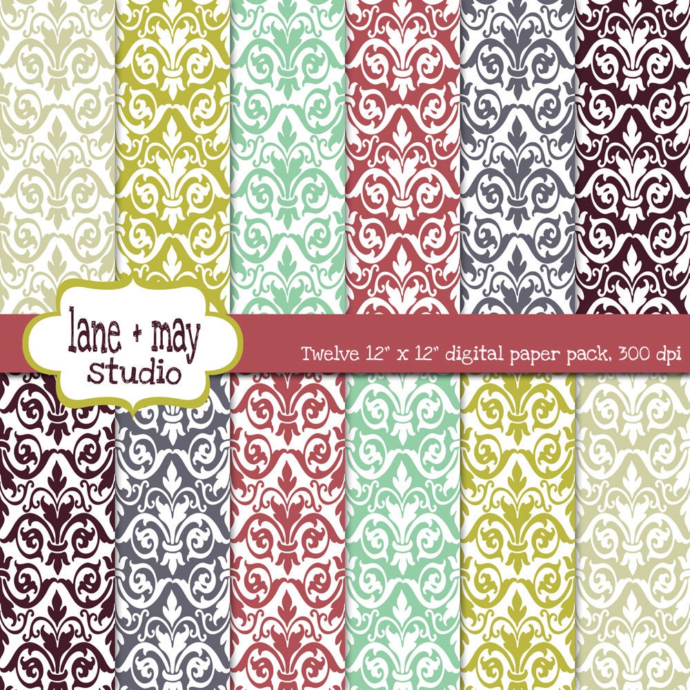 Digital Papers Damask Patterns INSTANT DOWNLOAD - Etsy