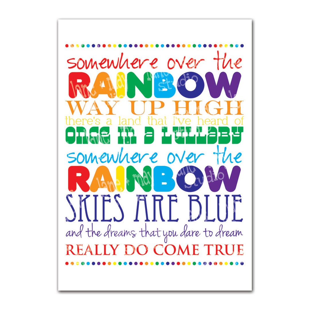 Somewhere Over the Rainbow 5 X 7 Digital Print - INSTANT DOWNLOAD - Etsy