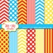 Digital Scrapbook Papers - Red, Yellow and Blue Chevron, Polka Dots and ...