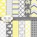 Digital Papers Elephant Theme Yellow and Gray Patterns | Etsy