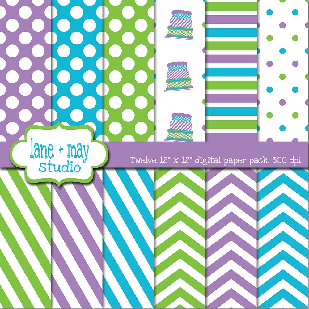 Purple And Green Scrapbook Paper
