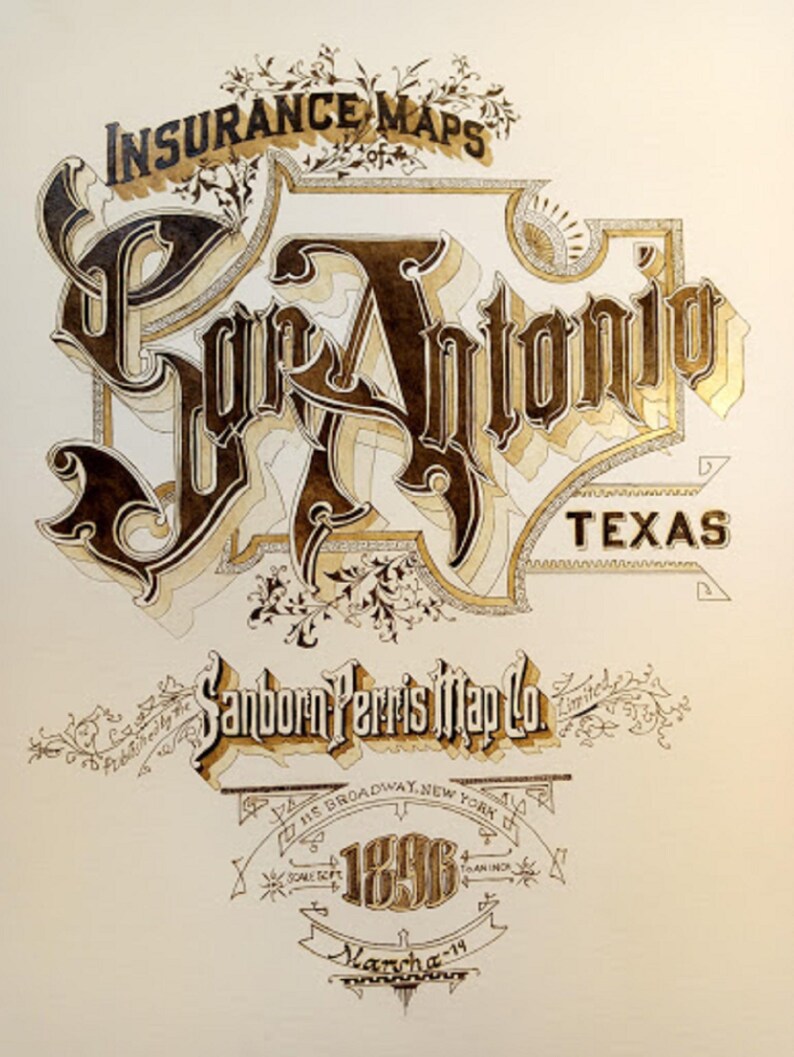 Autographed PRINT of Sanborn Map Cover Page San Antonio Texas - Etsy
