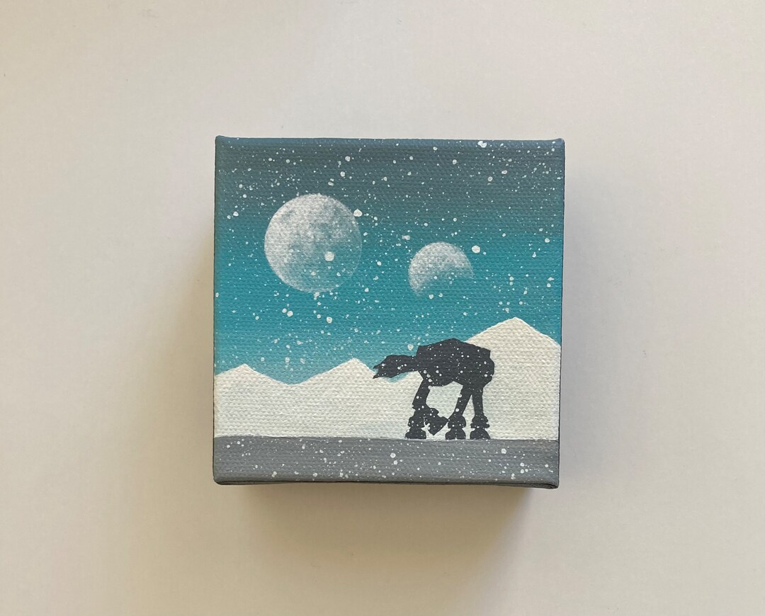 AT-AT Walker on Hoth Star Wars Original Acrylic Painting 4x4 Inches by ...