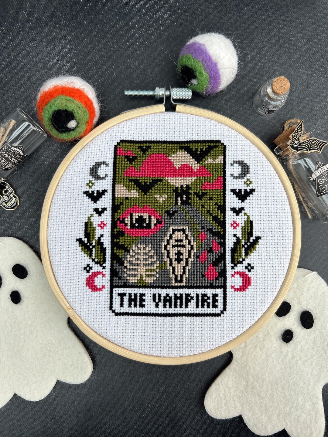 DIGITAL PATTERN 'the Vampire' Halloween Design - Spooky Gothic Cross ...