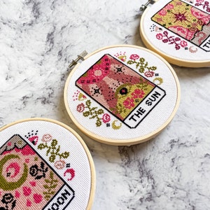 DIGITAL PATTERN the Star Tarot Card Modern Cross Stitch - Moon Stars ...