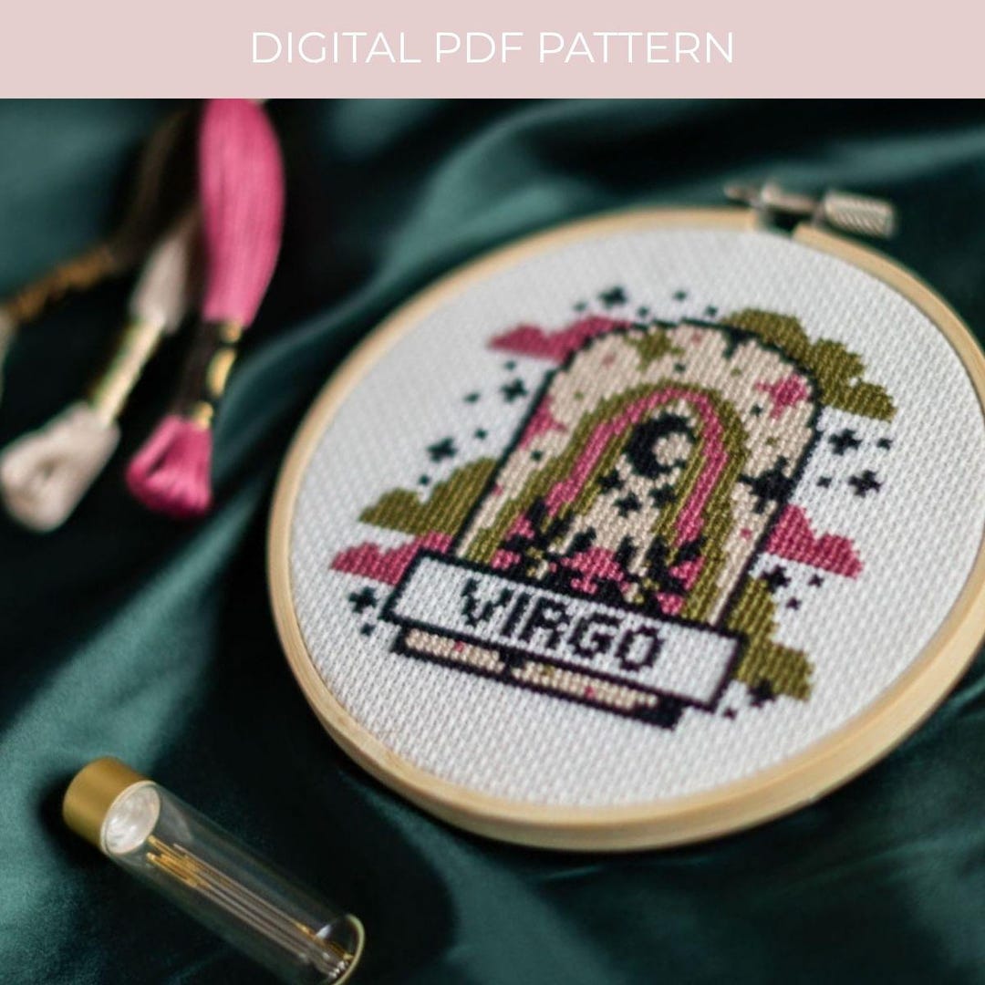 VIRGO PDF PATTERN Leo Zodiac Sign Modern Cross Stitch Horoscope Stars ...