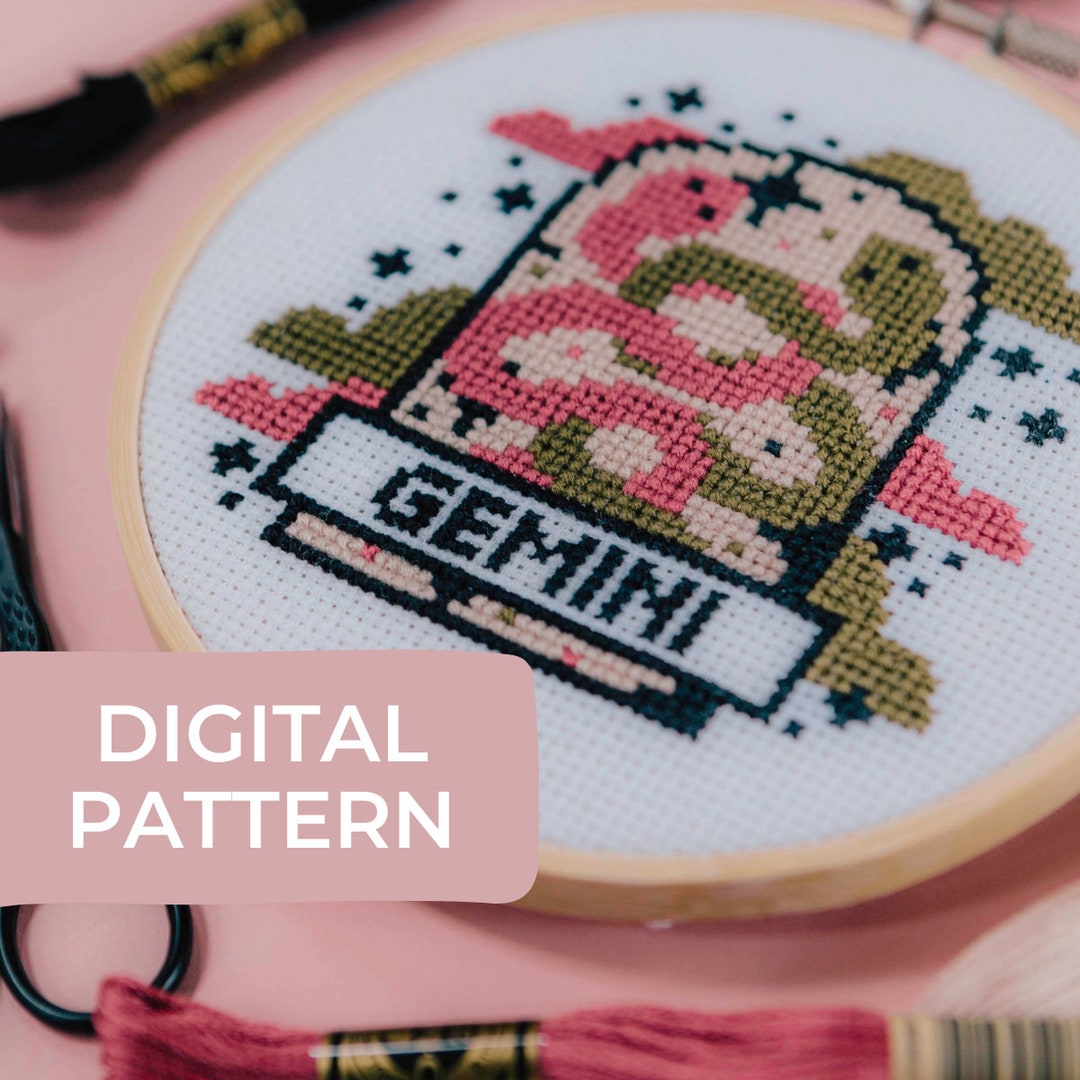 GEMINI PDF PATTERN Leo Zodiac Sign Modern Cross Stitch Horoscope Stars ...