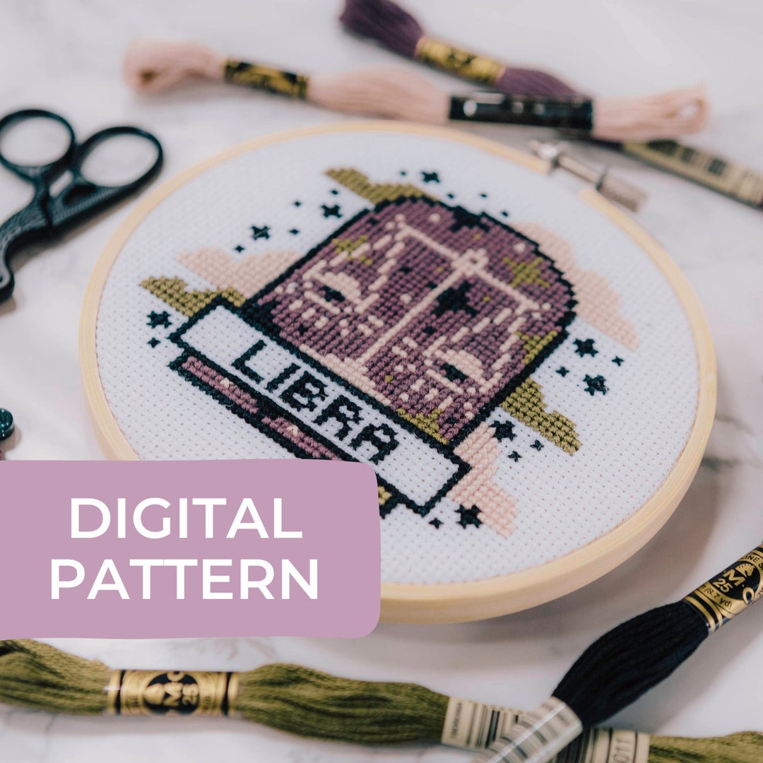 LIBRA PDF PATTERN Libra Zodiac Sign Modern Cross Stitch Horoscope Stars ...