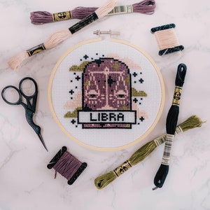 LIBRA PDF PATTERN Libra Zodiac Sign Modern Cross Stitch Horoscope Stars ...