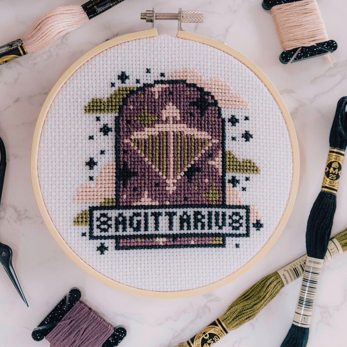 ZODIAC PDF X 12 - Digital Modern Cross Stitch PDF Pattern- Moon Stars ...