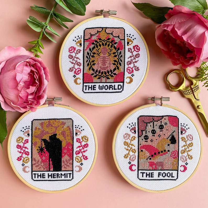 DIGITAL PATTERN the Fool Tarot Card Modern Cross Stitch Moon - Etsy