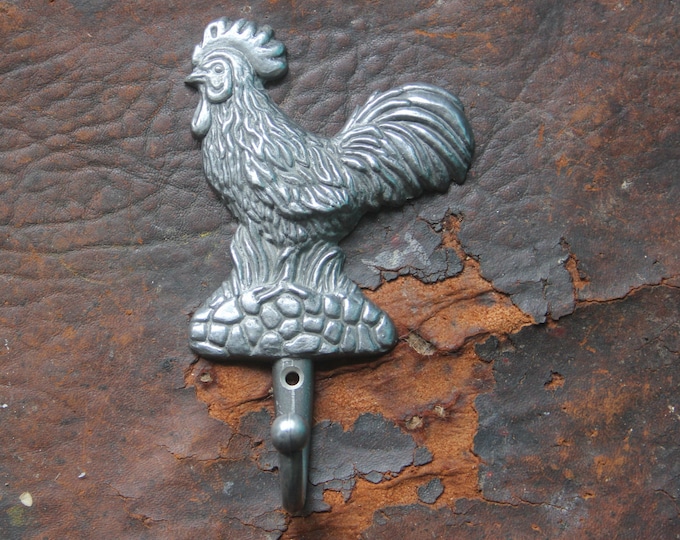 70s ROOSTER HOOK Black and Bronze Painted Tin and Steel Large - Etsy