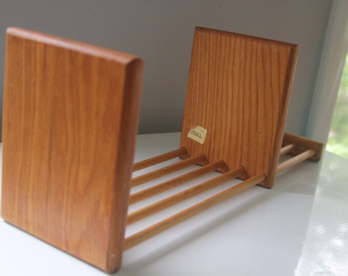 Vintage Wood Book Rack, Desk Top Storage Organizer, Wood Shelving ...