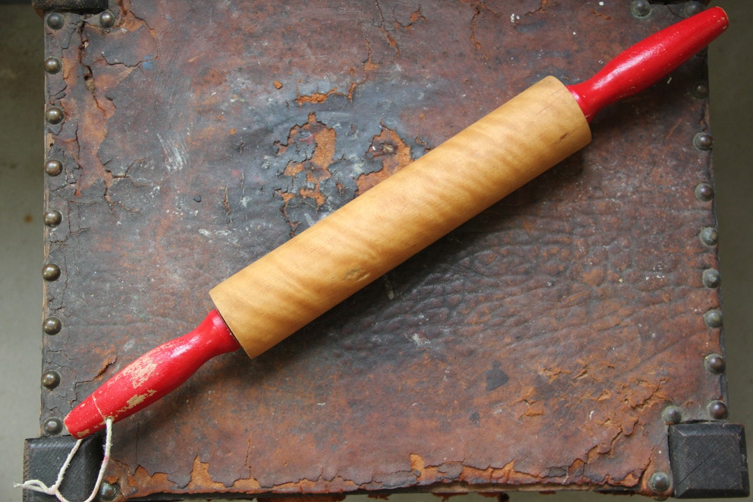 Gorgeous RED Rolling Pin, Vintage Rolling Pin, Vintage Wood Rolling Pin ...