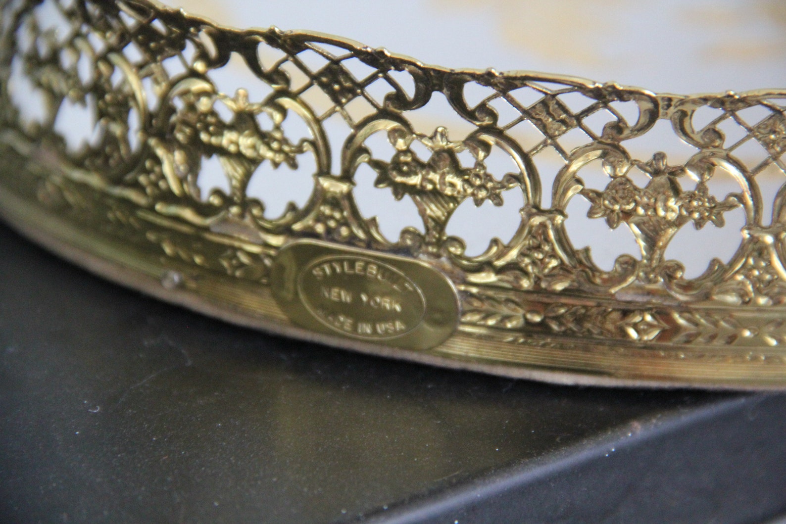 Extra Large Vintage Vanity Tray Gold Filigree Oval Vanity | Etsy