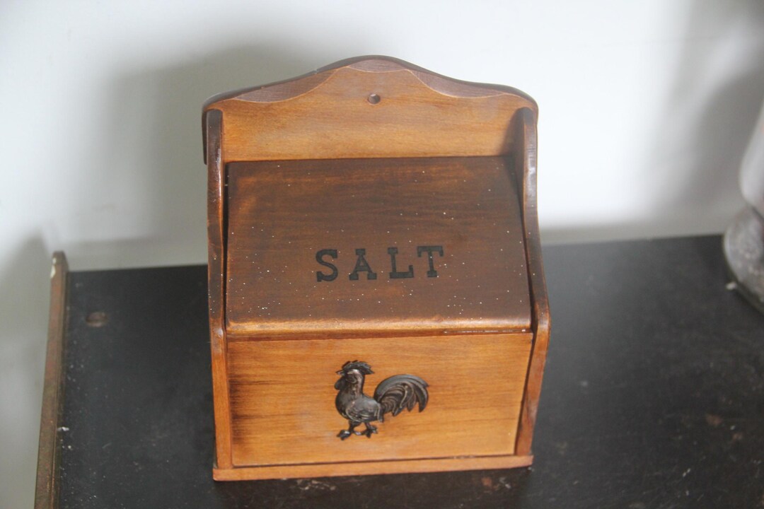 Vintage Wooden Rooster Salt Box, Wall Mountable, Tilsco Japan - Etsy