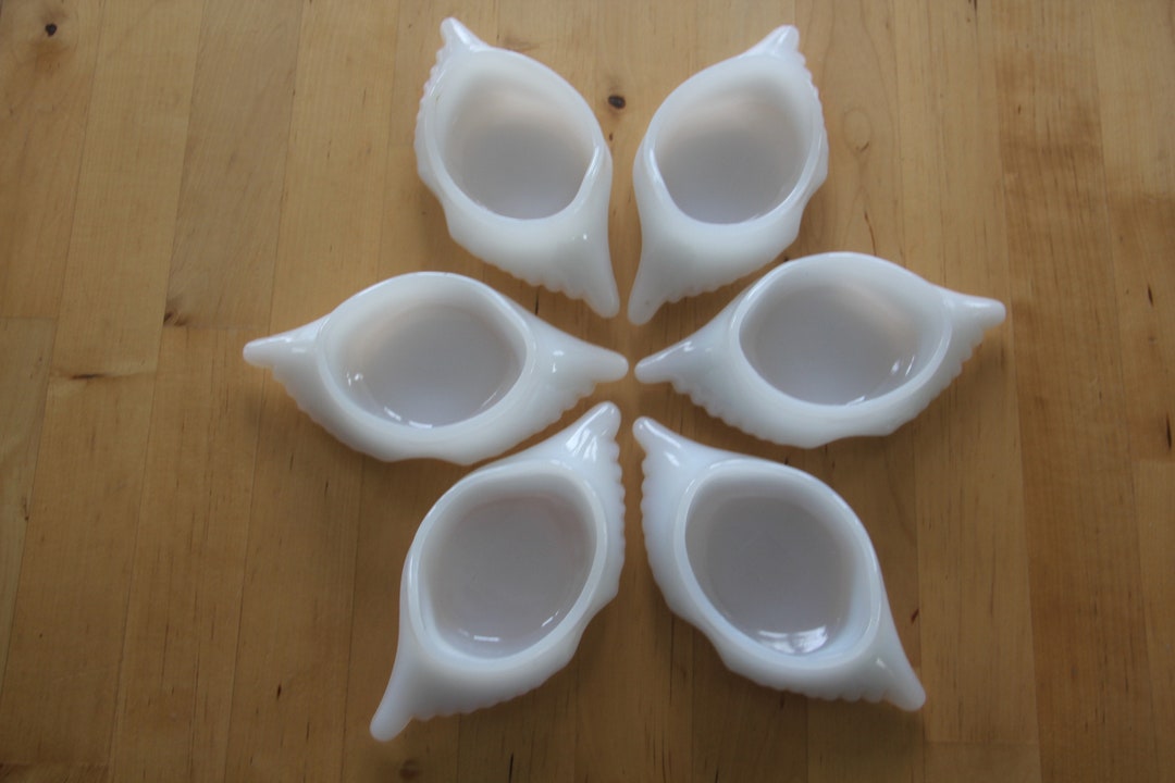 Great Condition! 6 Vintage Milk Glass Deviled/imperial Crab Glasbake ...
