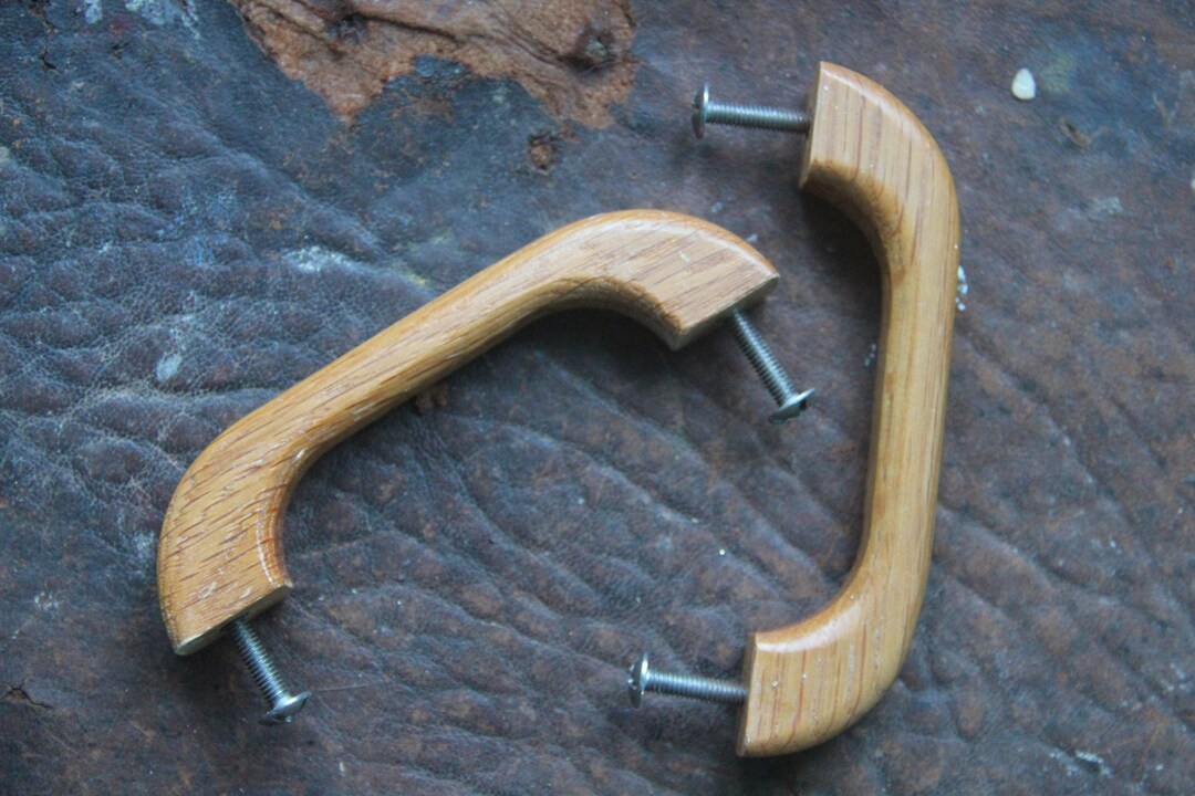 Pair Vintage Solid Wood Drawer Pulls, Mid Century Modern (3 3/4" on ...