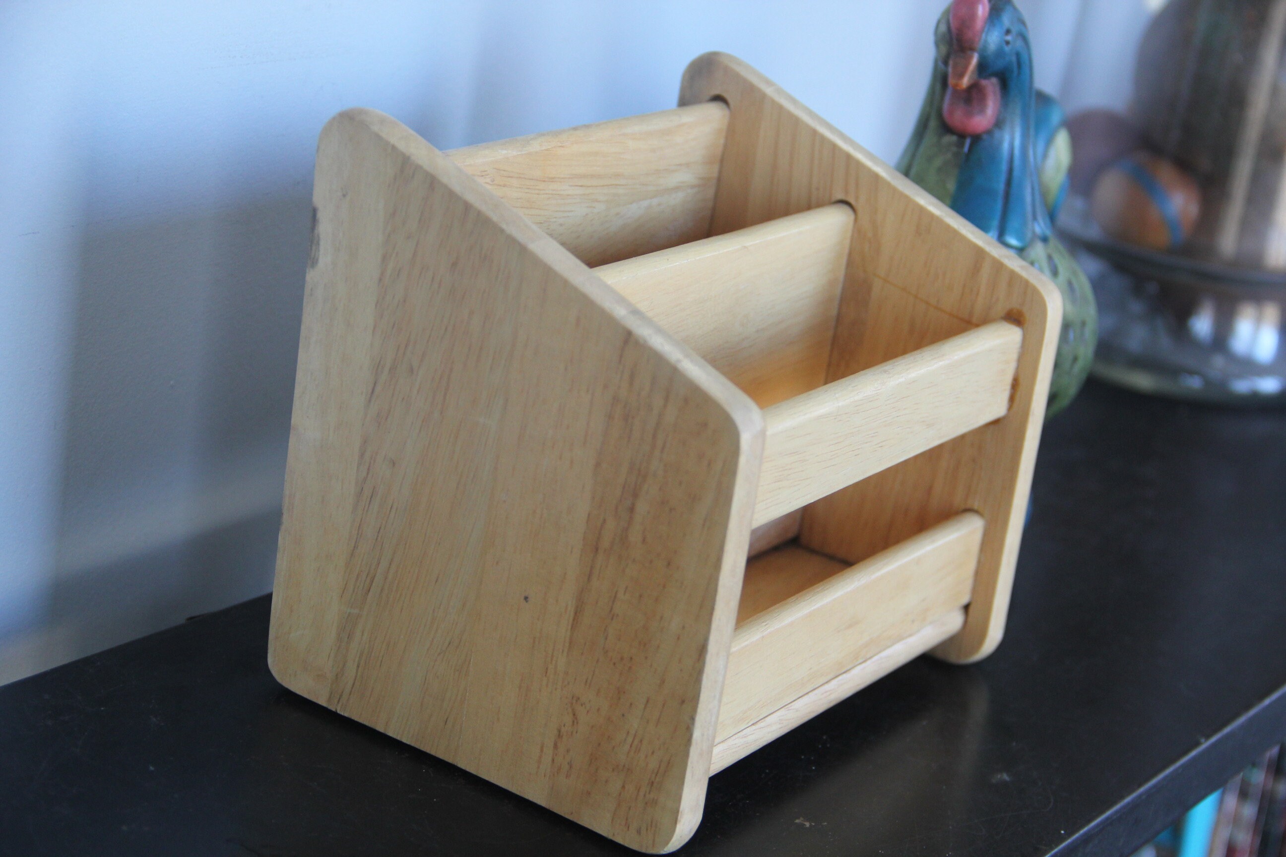 Vintage Wooden Recipe Box Open Top Recipe Box Solid Wood | Etsy