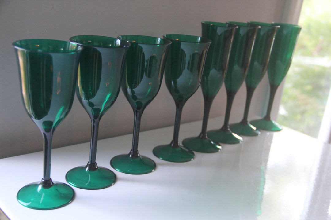 CHOICE Vintage Tupperware 4 Wine Glasses or Champagne Glasses, Emerald ...