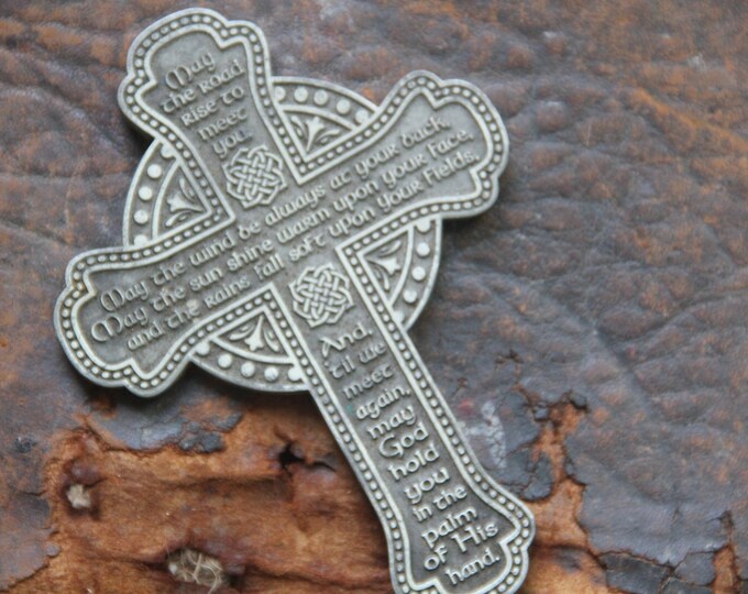 METAL Irish Cross Blessing Vintage Wall Plaque, May the Road Rise up to ...