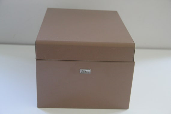 Vintage sears Tan Metal Card Box 4 X 6 Recipe - Etsy