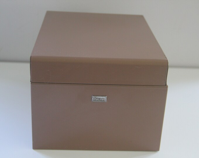 Vintage sears Tan Metal Card Box 4 X 6 Recipe - Etsy